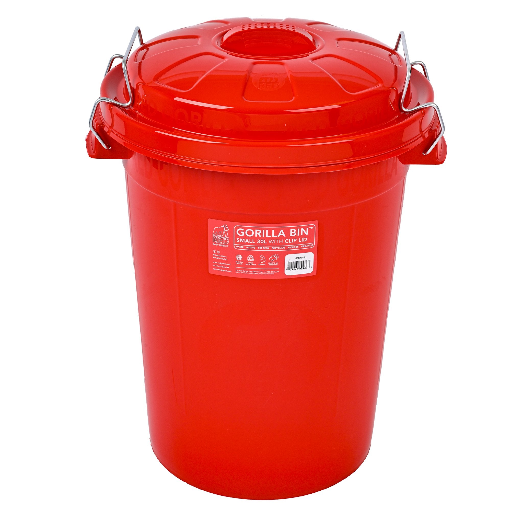 Gorilla Bin™ 30L Bin with Clip Lid – Red Gorilla