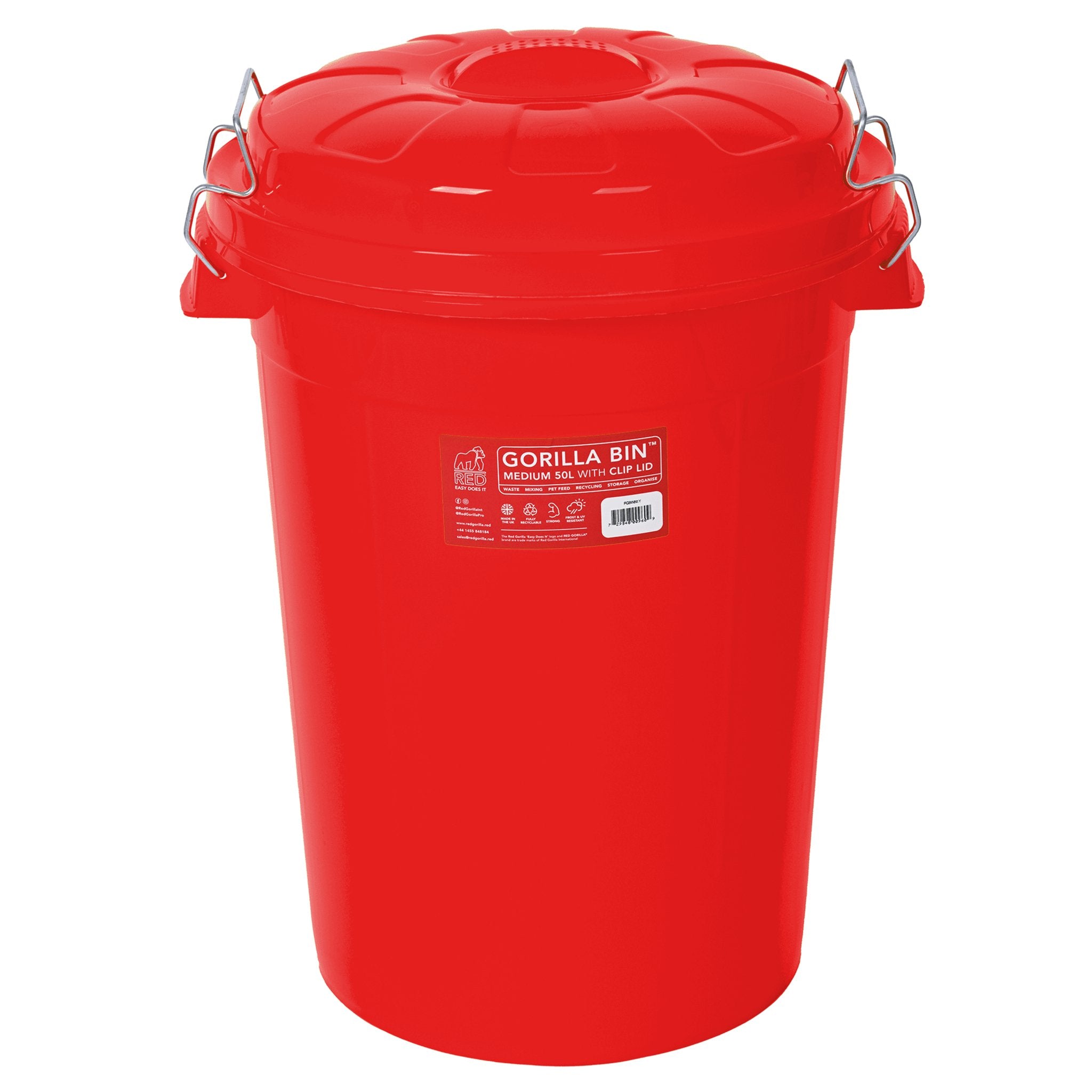 Gorilla Bin™ 50L Bin with Clip Lid – Red Gorilla