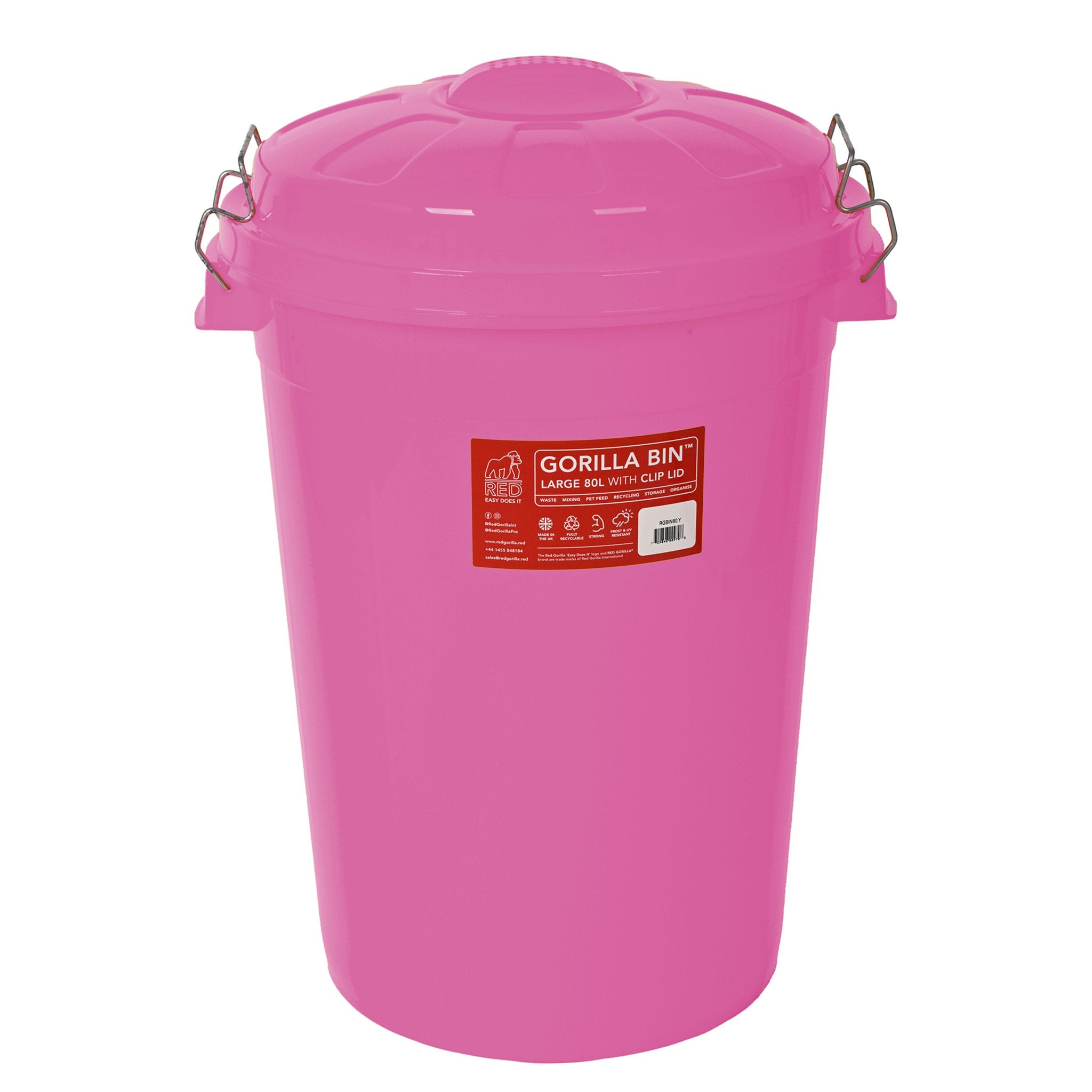 Gorilla Bin™ 80L Bin with Clip Lid – Red Gorilla