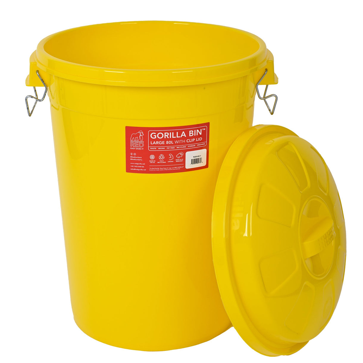 Gorilla Bin™ 80L Bin with Clip Lid – Red Gorilla