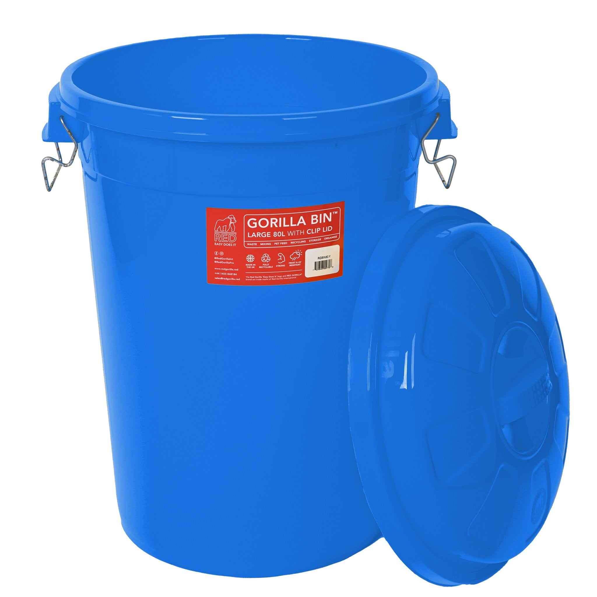 Gorilla Bin™ 80L Bin with Clip Lid – Red Gorilla